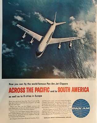 Vintage ad for Pan Am` Pan Am's Jet Clippers Photo Airplane Ocean ...