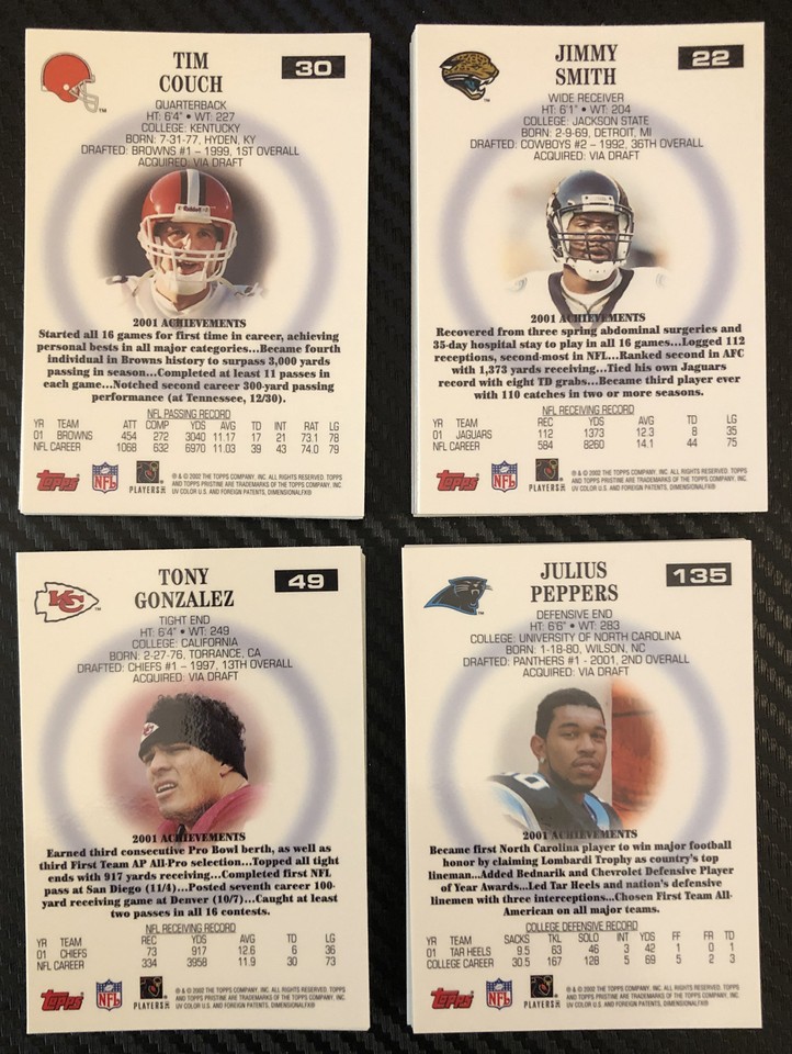 2002 Topps Pristine Football Cards Lot You Pick | eBay
