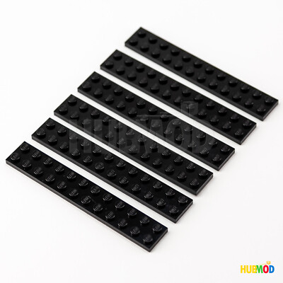 Lot of 6 Genuine LEGO Black 2x12 2445 Plate Building Bricks Flat Base ...