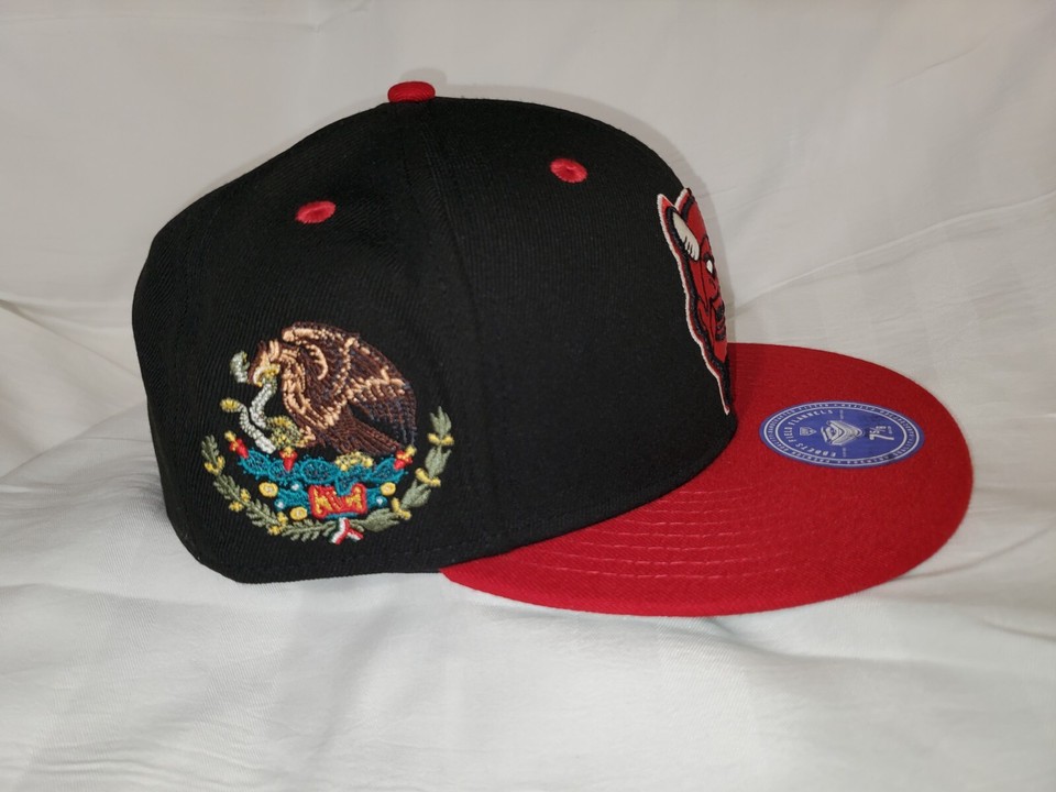 MEXICO DIABLOS EFF DNA EBBETS FIELD BLACK RED FITTED HAT SZ 7 5/8 MENS ...