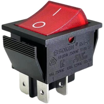 5pcs SOKEN RK1-01 16A/250VAC 4 pins Rocker Switch Red Light | eBay