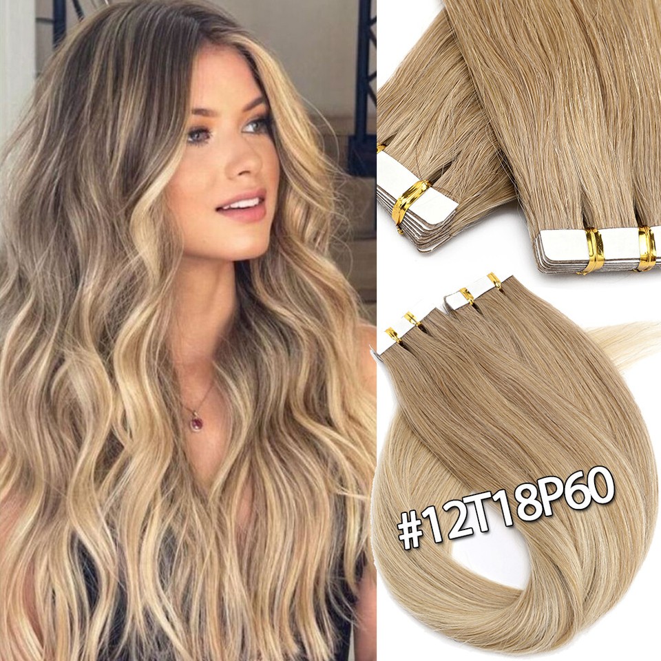 Clearance 40Pcs 100G Thick Tape In Remy Human Hair Extensions Wefts ...