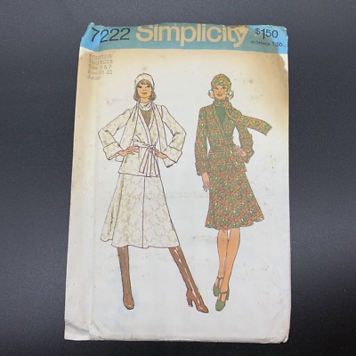 Simplicity Vintage Sewing Pattern #7222 Jr. Miss Skirt Jacket Scarf Hat ...