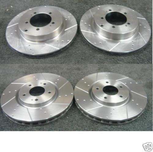 FOR MITSUBISHI LANCER EVO 6 7 8 CROSS DRILLED GROOVED BRAKE DISCS FRONT ...