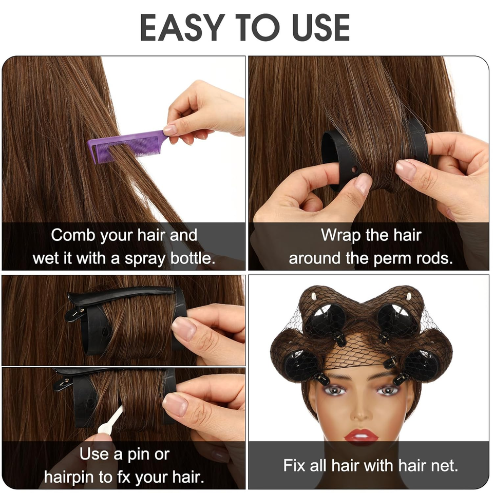 141 Pieces Hair Rollers Set Include 60 Pcs Plastic Hair Rollers (Black ...