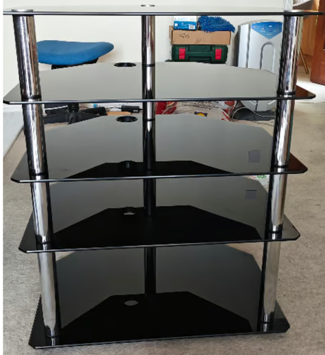 5 Tier HiFi Rack Stand with Glass Shelves | eBay UK
