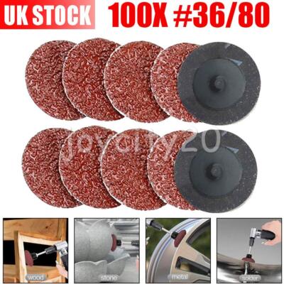 100PK 2" 50mm Roloc Type R Roll Lock Quick Change Discs Die Grinder ...
