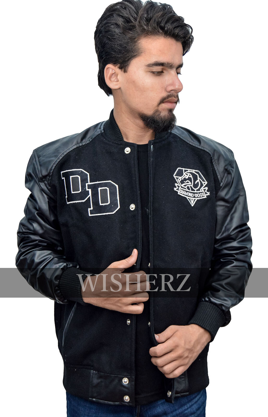 Diamond Dogs Varsity Jacket, Metal Gear Solid Big Boss Black Leather ...