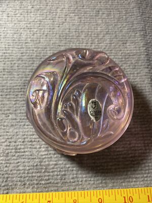 Fenton Iridescent Pink Glass Floral Vanity Dish Trinket Box w/Lid ...