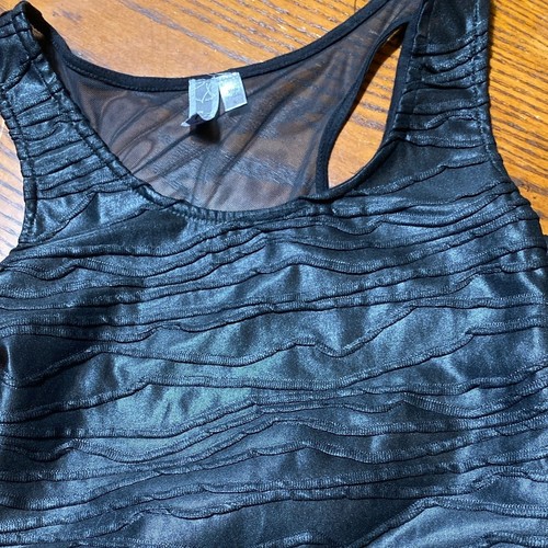BKE Black Zebra Metallic Textured Tank Top Sheer Back Size S Grunge Alt ...