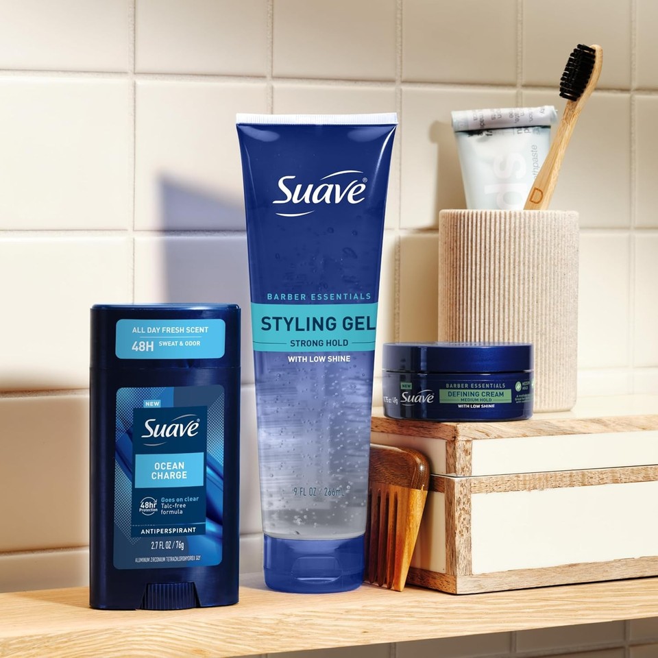 Suave Hair Gel For Men Barber Essentials Styling, Strong Hold and Low ...