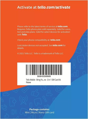 Tello Mobile - Bring Your Own Phone - 3 in 1 Gsm SIM Card Kit *new ...