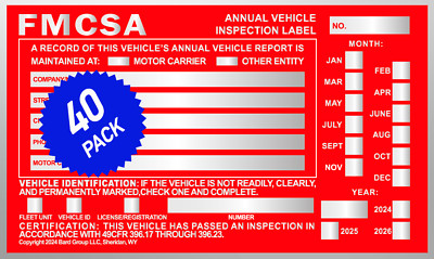 Annual Vehicle Inspection Label Sticker Aluminum FMCSA DOT 6" x 3.5 ...