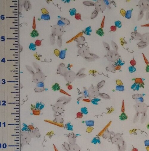 FLANNEL FABRIC Bunny Rabbits Carrots WINDHAM Cubby Bear Cotton HALF ...