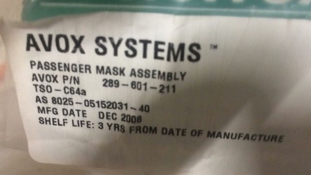6 AVOX Systems Passenger Mask Assembly P/n 289-601-211 out of Date ...