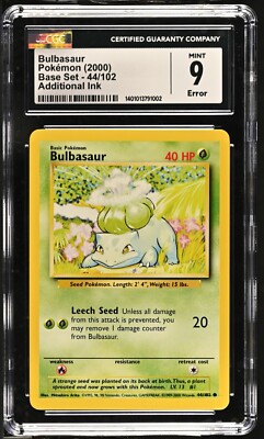 *ERROR* Base Set 4th Print 1999-2000 UK Bulbasaur CGC 9 Mint ...