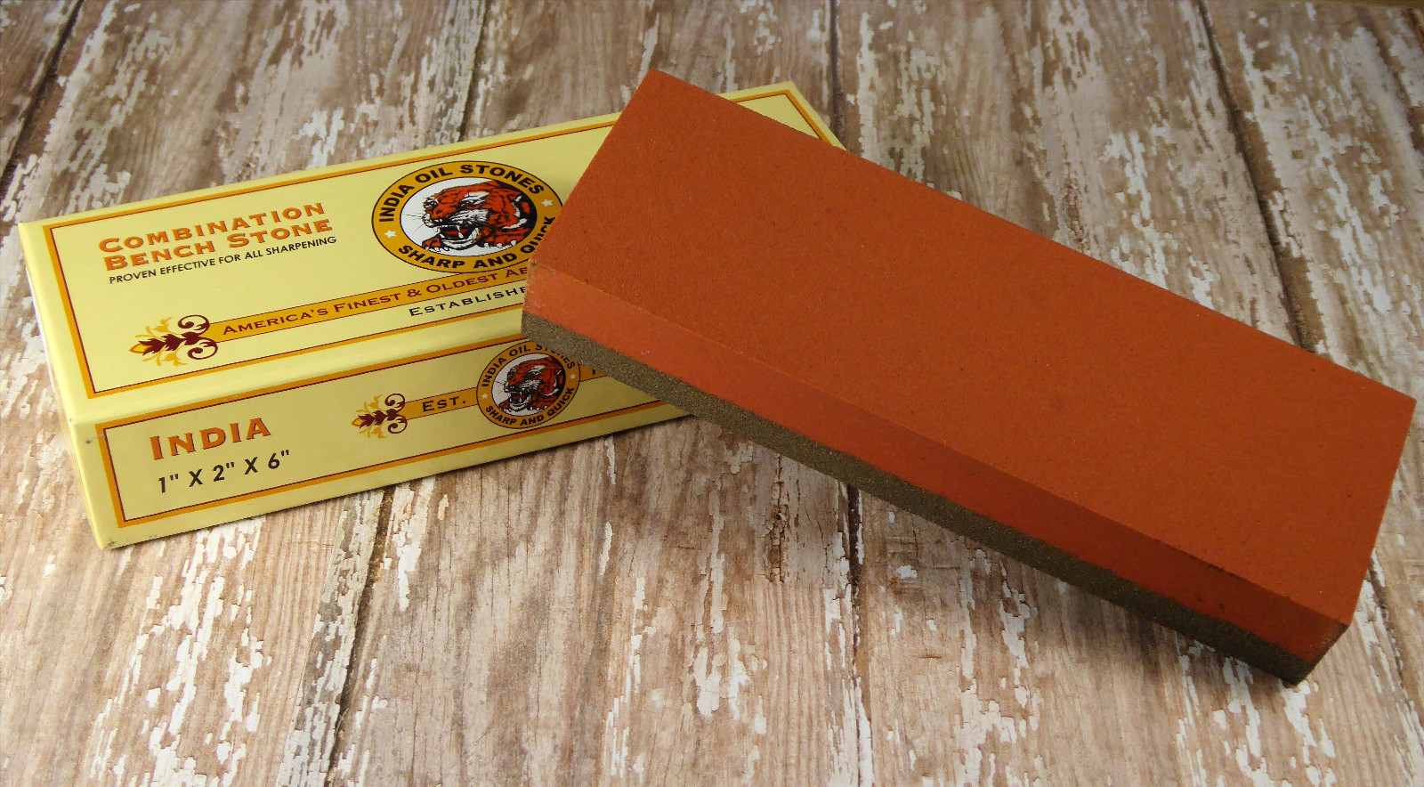 NORTON COMBINATION INDIA BENCH STONE 6" X 2" X 1", FINE /COARSE, NTIB6 ...