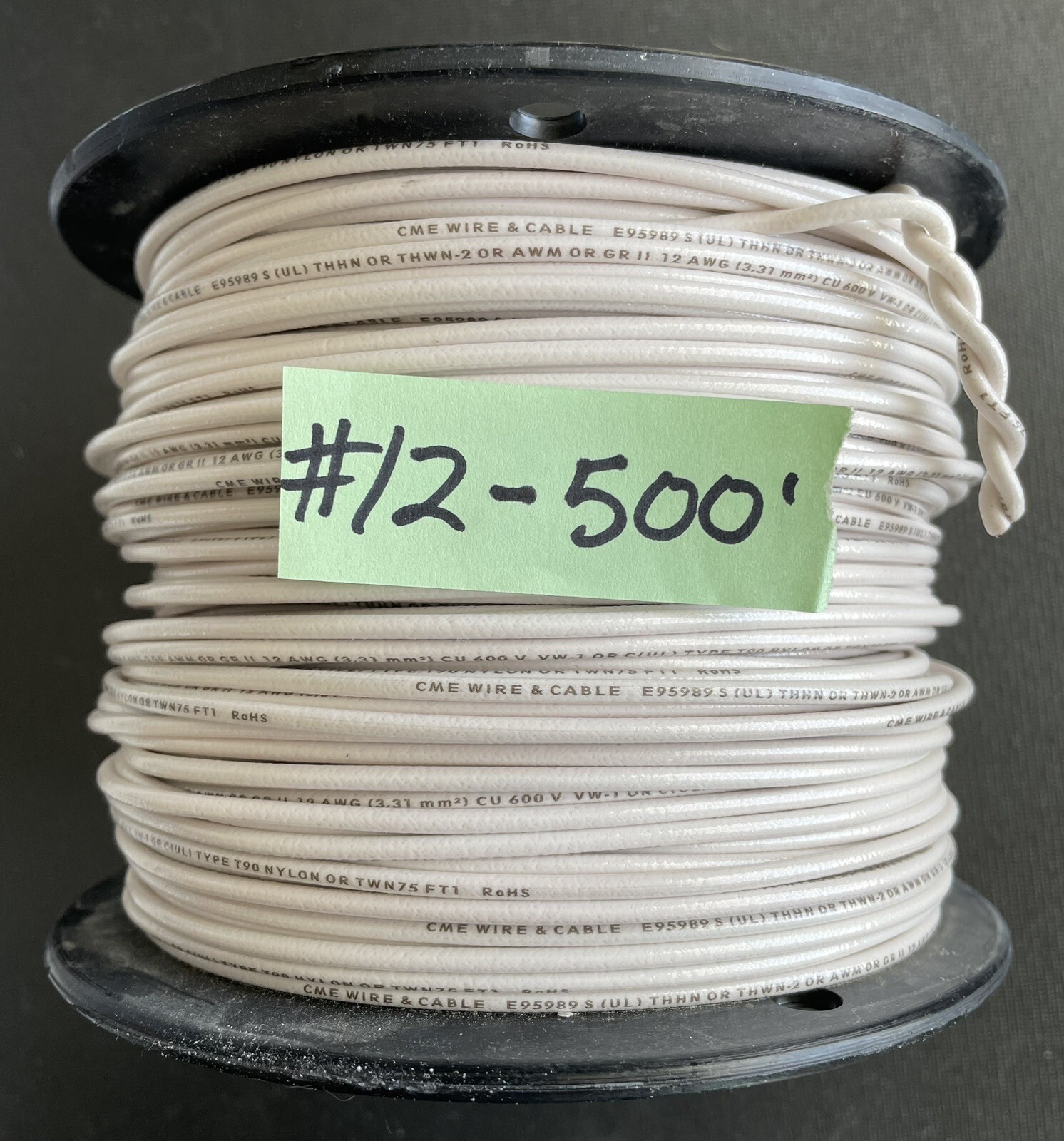 Southwire THHN 12 Sol Cu We 500SpC 12 AWG Solid Copper Wire - White for ...