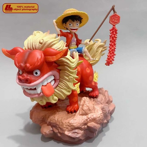 Anime OP Monkey D Luffy Komachiyo red lion Auspicious Figure Statue toy ...