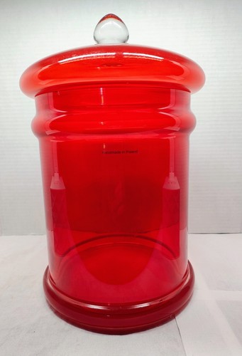 Apothecary Canister Storage Red Glass Container Made In Poland 13" Tall ...