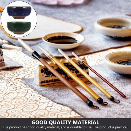 2 Pcs Ceramic Ink Plate Calligraphy Brush Tray Painting Chinese ...