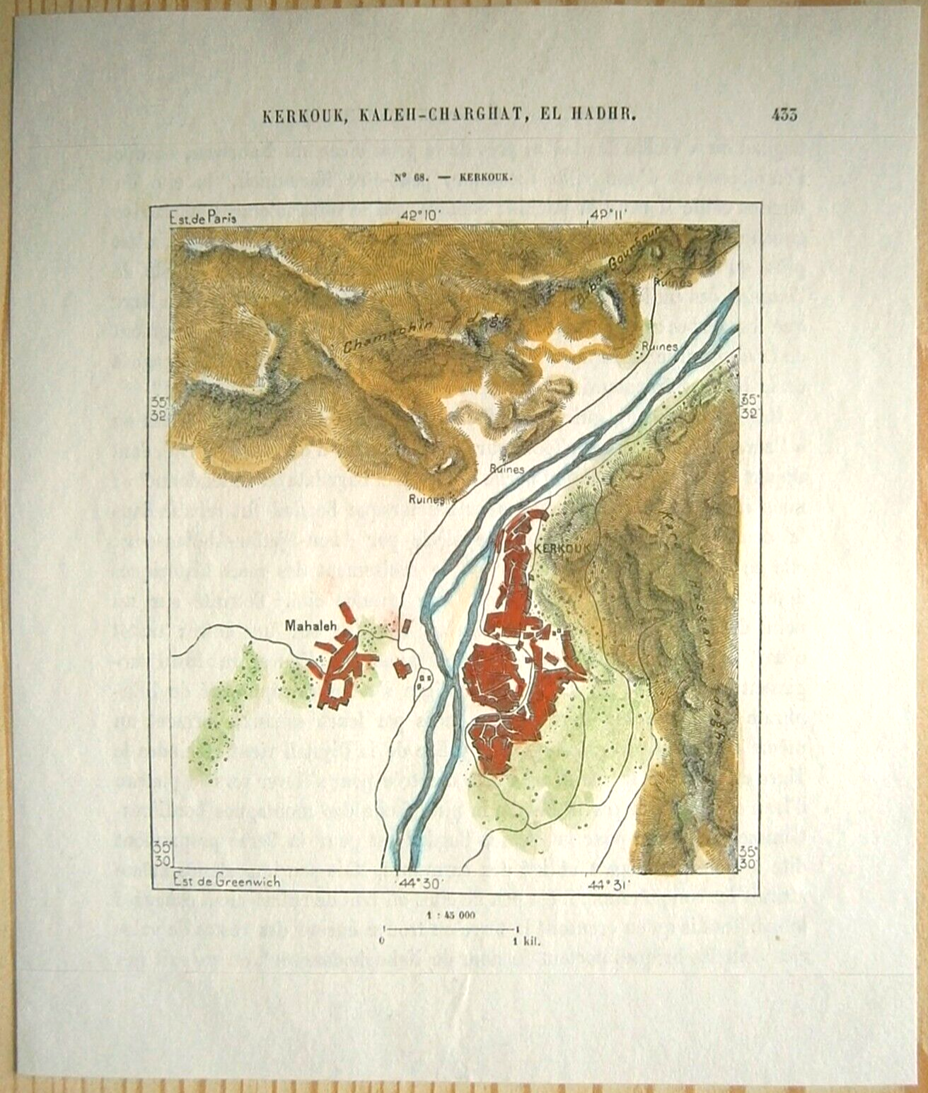 1884 Perron map KIRKUK, IRAQ, #68 | eBay