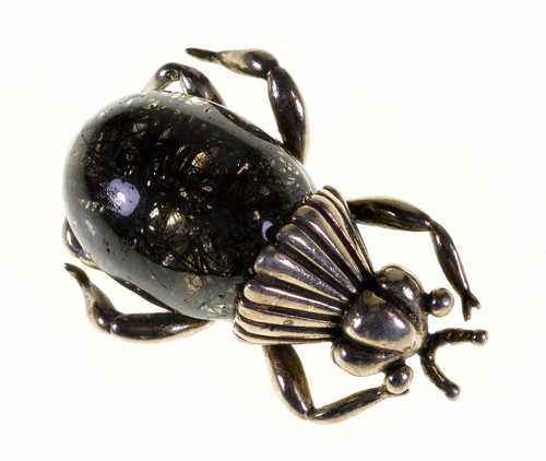 STERLING TOURMALINATED QUARTZ BUG INSECT BROOCH PIN C.1970 | eBay
