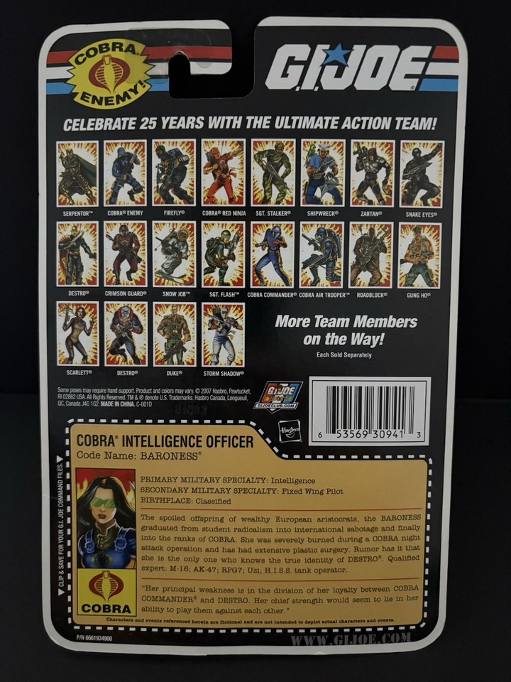 New G.I Joe Cobra Intelligence Officer Baroness Hasbro 2007 Cartoon ...