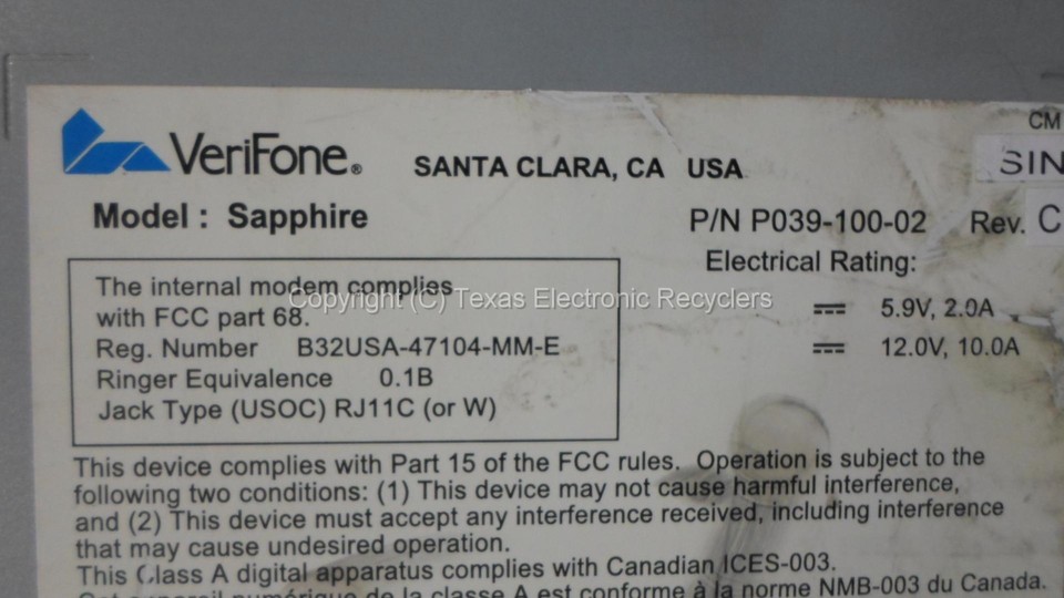 VeriFone P039-100-02 Gemstone Sapphire POS Terminal | eBay