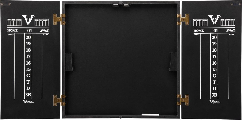 Hideaway Dartboard Cabinet Set with Steel-Tip Dart Board, Reversible ...