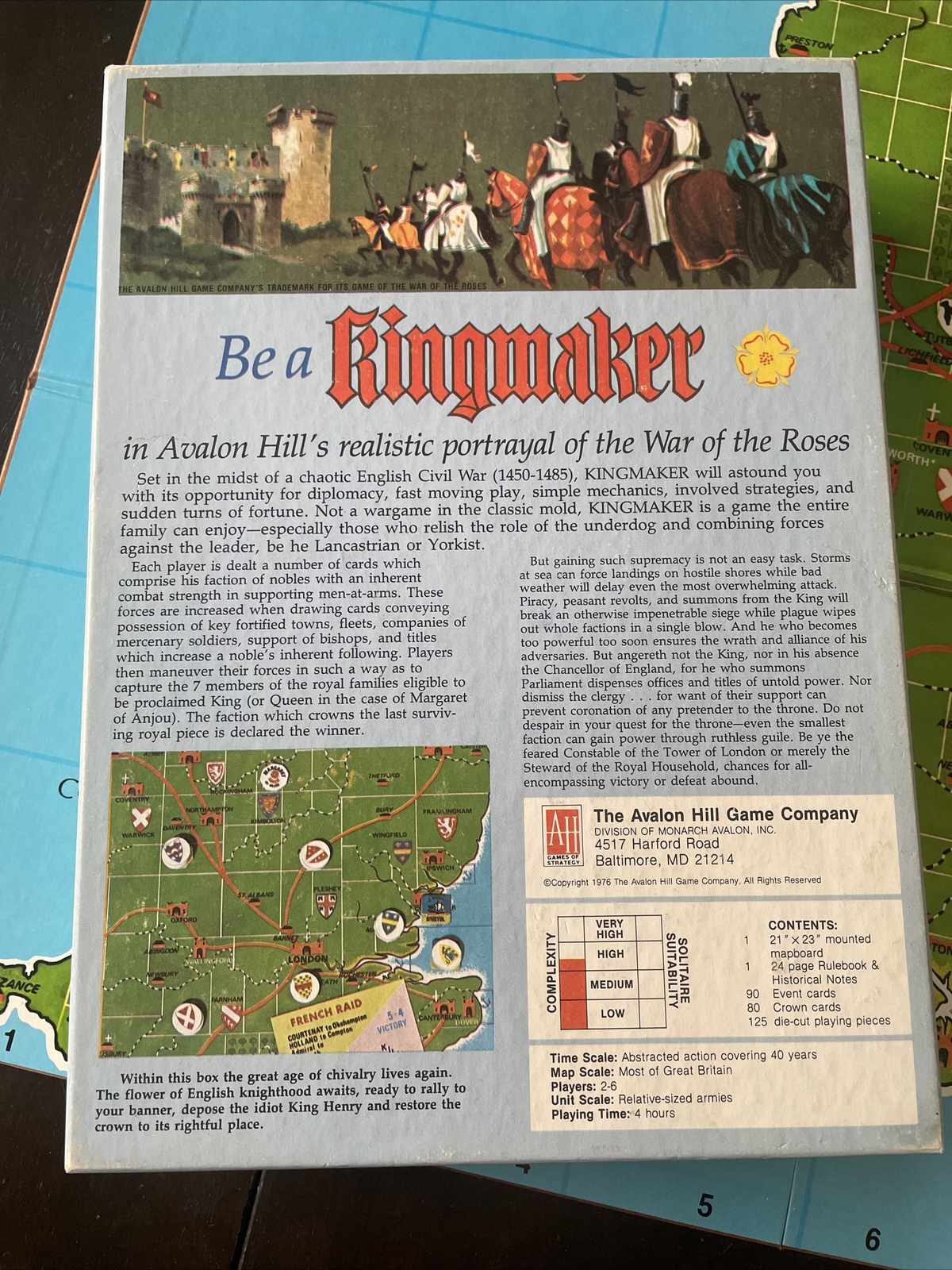 Avalon Hill AH Kingmaker, 2nd Edition, with original variant cards ...