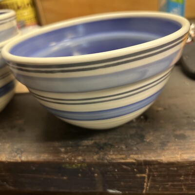 Pfaltzgraff RIO Blue Striped 6" Cereal Soup Bowl #32 Stoneware Mexico ...