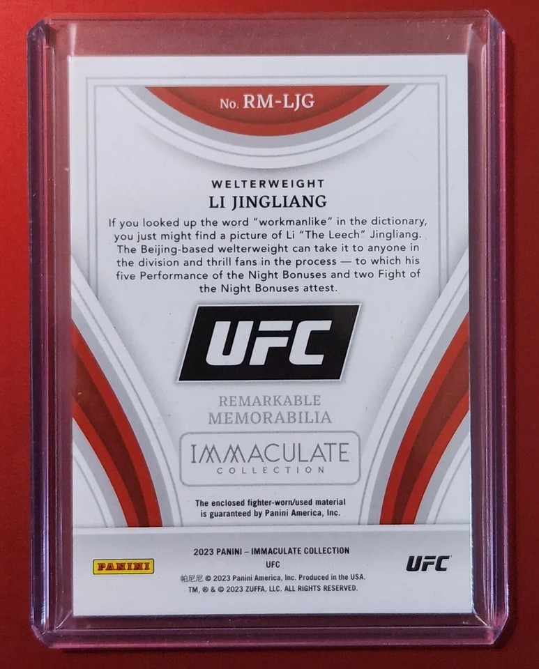 Li Jingliang 2023 Immaculate UFC Remarkable Memorabilia Patch /99 | eBay