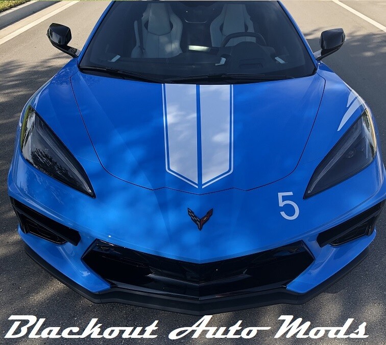 2020-2023 C8 Corvette Racing Stripe Hood Scoop Decal - Gloss Black | eBay