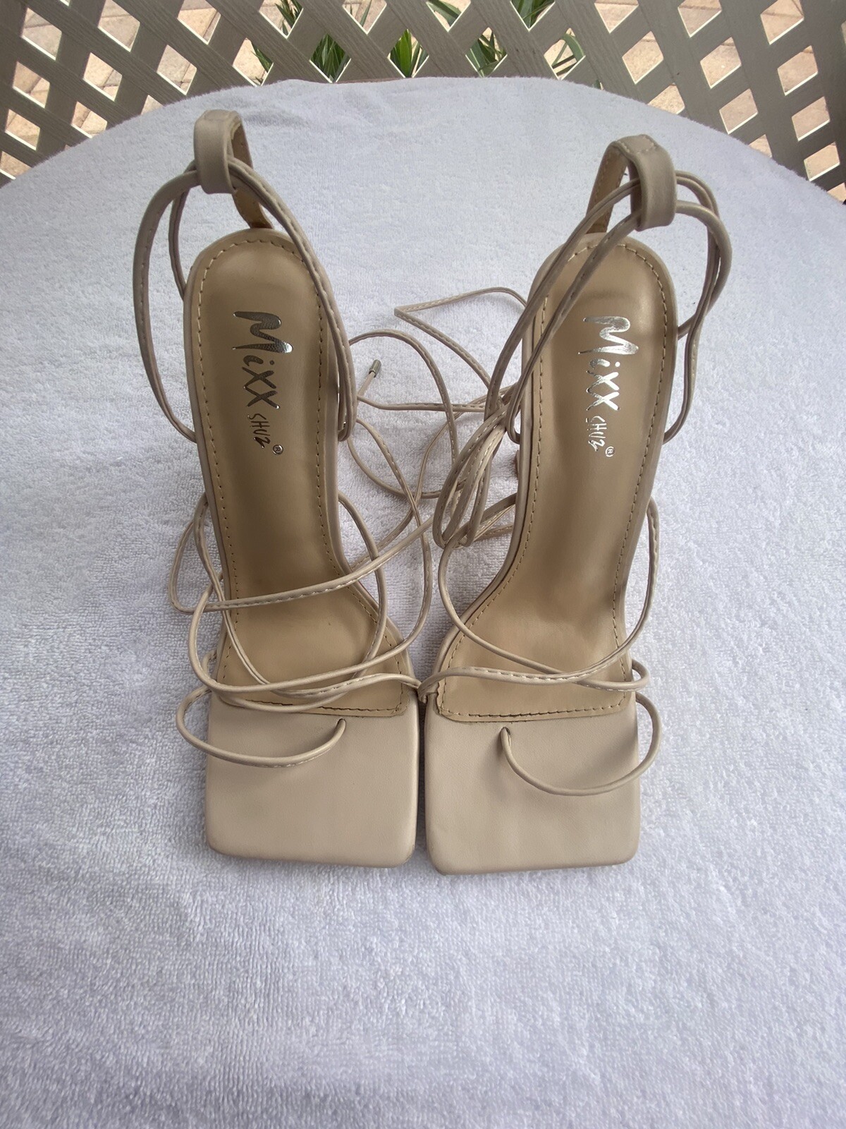 Pre-Owned Mixx Shuz Lace Up Heels-Nude | eBay