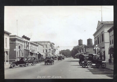 REAL PHOTO DEWITT IOWA DOWNTOWN STREET SCENE OLD CARS POSTCARD COPY DE ...