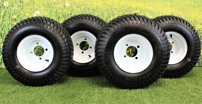 8" WHITE STEEL GOLF CART WHEELS AND 18X8.50-8" 4 PLY TURF TIRES ATW-003 ...