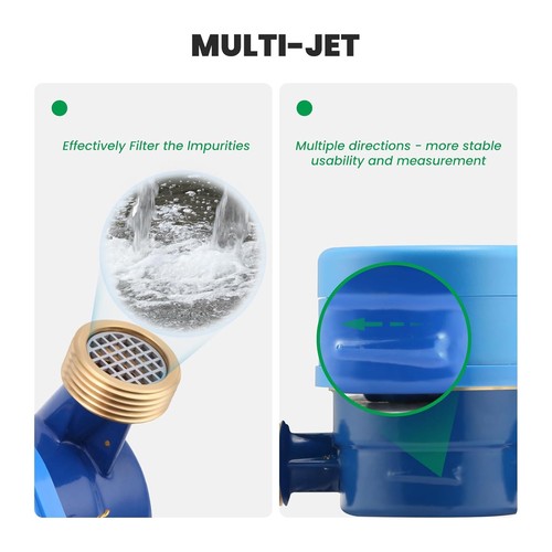 DN20 Water Meter 3 4 NPT AWWA C712 Certification Gallon Water Flow ...