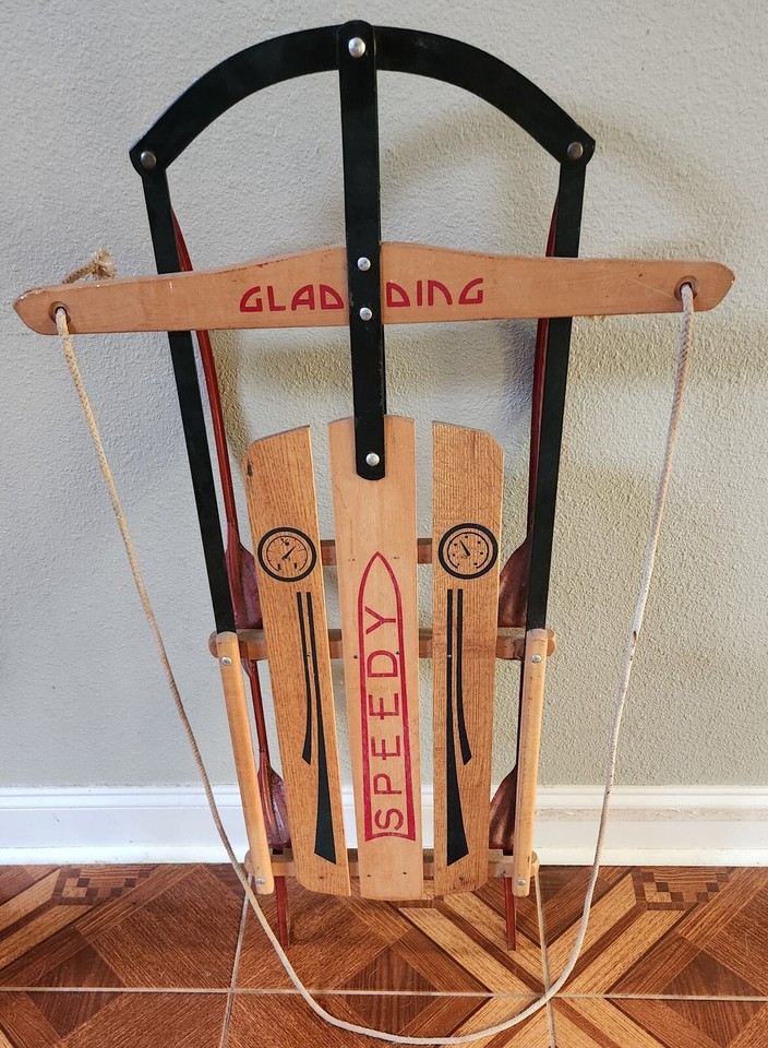 Vintage Gladding Speedy Fastback 40” Wood & Metal Sled - Steer Turning ...