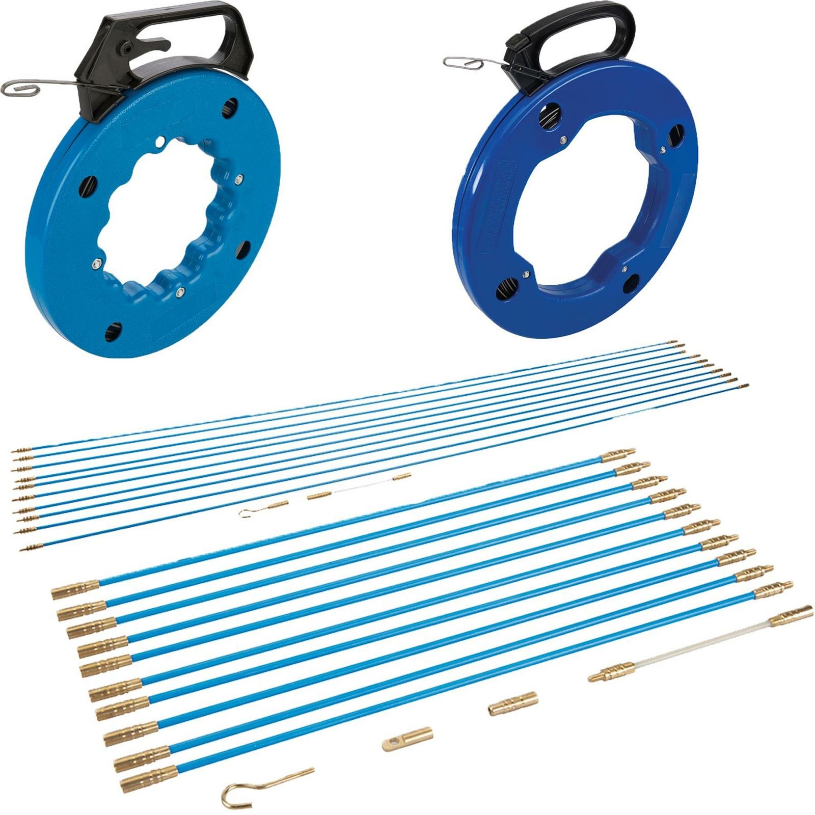 Cable Access Kit 1M & 330mm Electricians Puller Rods & Fish Tape 15m ...