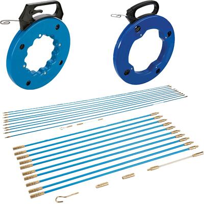 Cable Access Kit 1M & 330mm Electricians Puller Rods & Fish Tape 15m ...