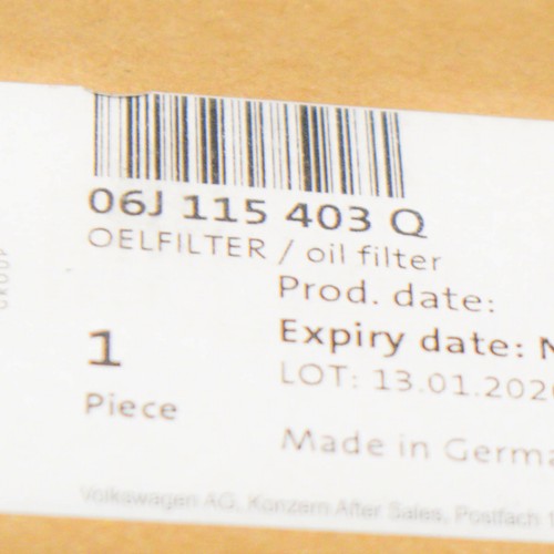 NEW AUDI A5 8F ENGINE OIL FILTER 1.8 TFSI 118KW PETROL 06J115403Q ...