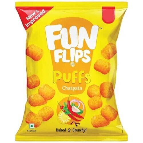 Fun Flips Puffs - Chatpata, Baked, Crunchy Snack, 18 g pack of 10+free ...