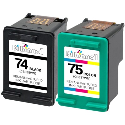 2PK #74 #75 CB335WN CB337WN Ink for HP Photosmart C4205 C4210 C4235 ...