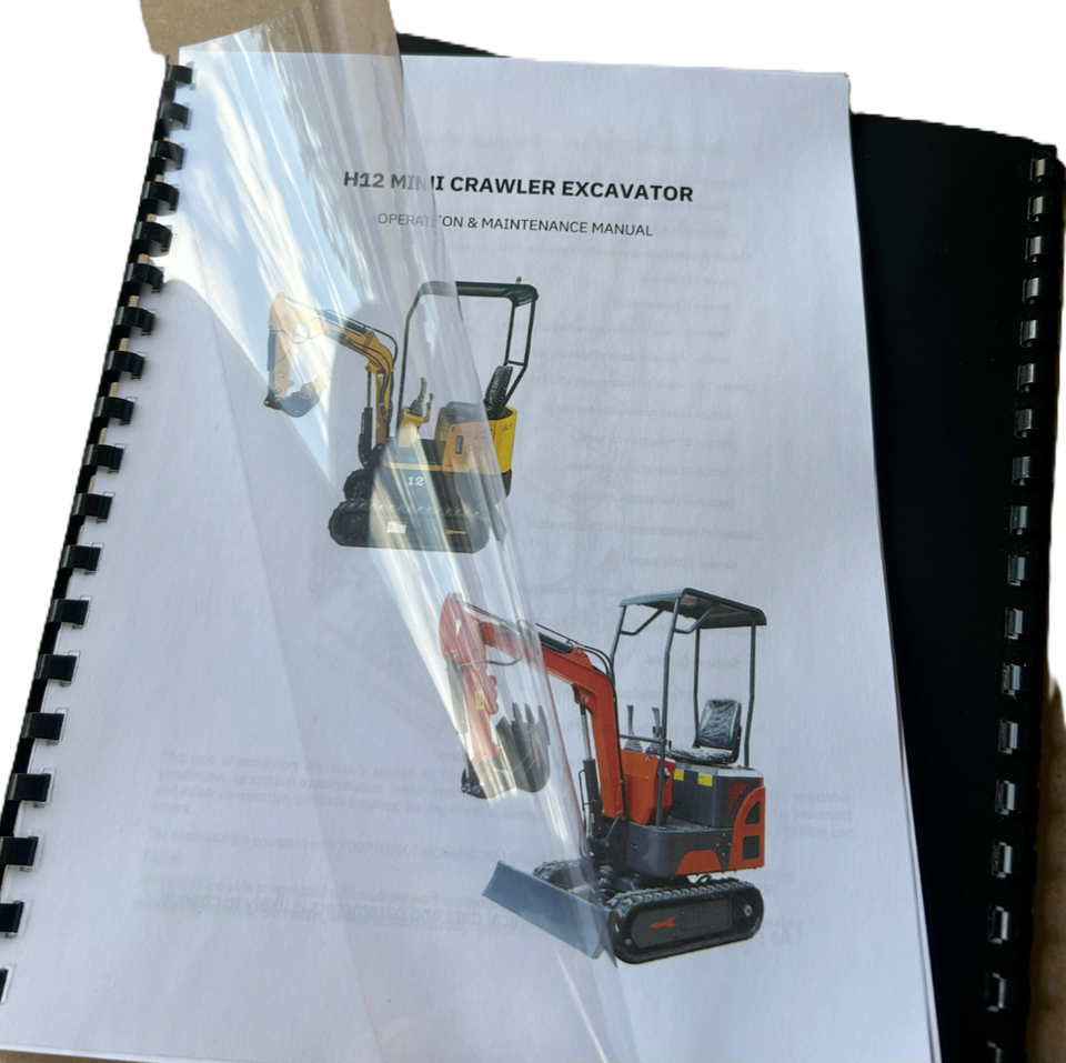 1-Ton Mini Excavator Track Hoe H12 TPM12 VA12 Operation & Maintenance ...