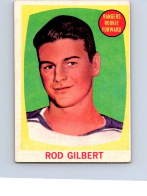 VINTAGE HOCKEY CARD 1961-62 TOPPS NEW YORK RANGERS ROOKIE ROD GILBERT ...