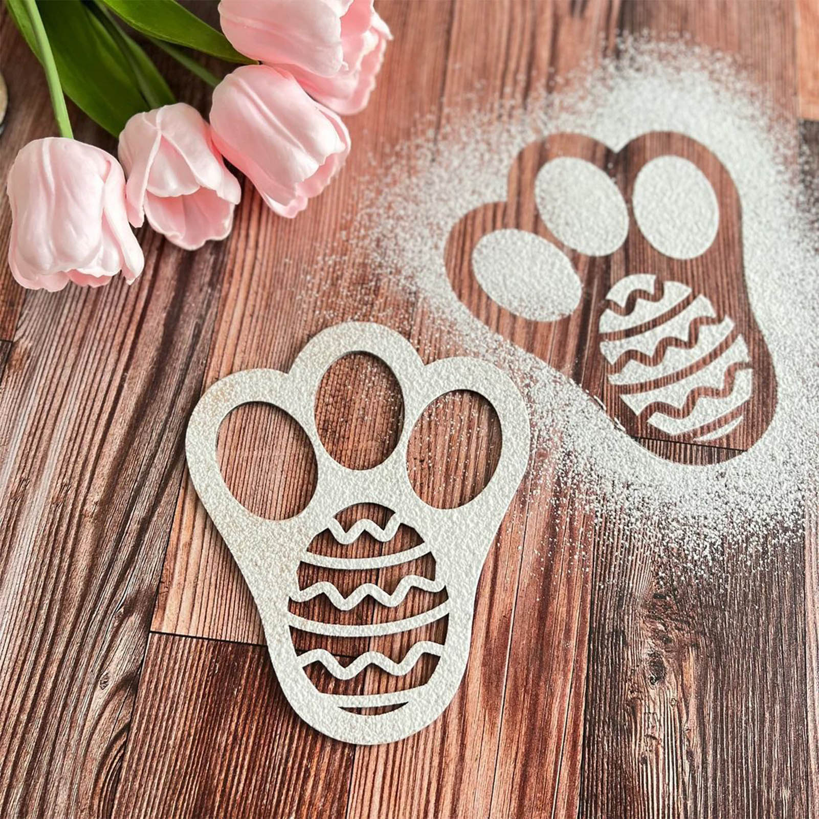 Easter Bunny Rabbit Footprint - Bunny Feet Wooden Bunny Egg Paw Print ...