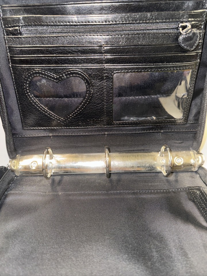 Brighton Black Leather Planner Organizer Agenda Binder 3 Ring 10 X 7.5 ...