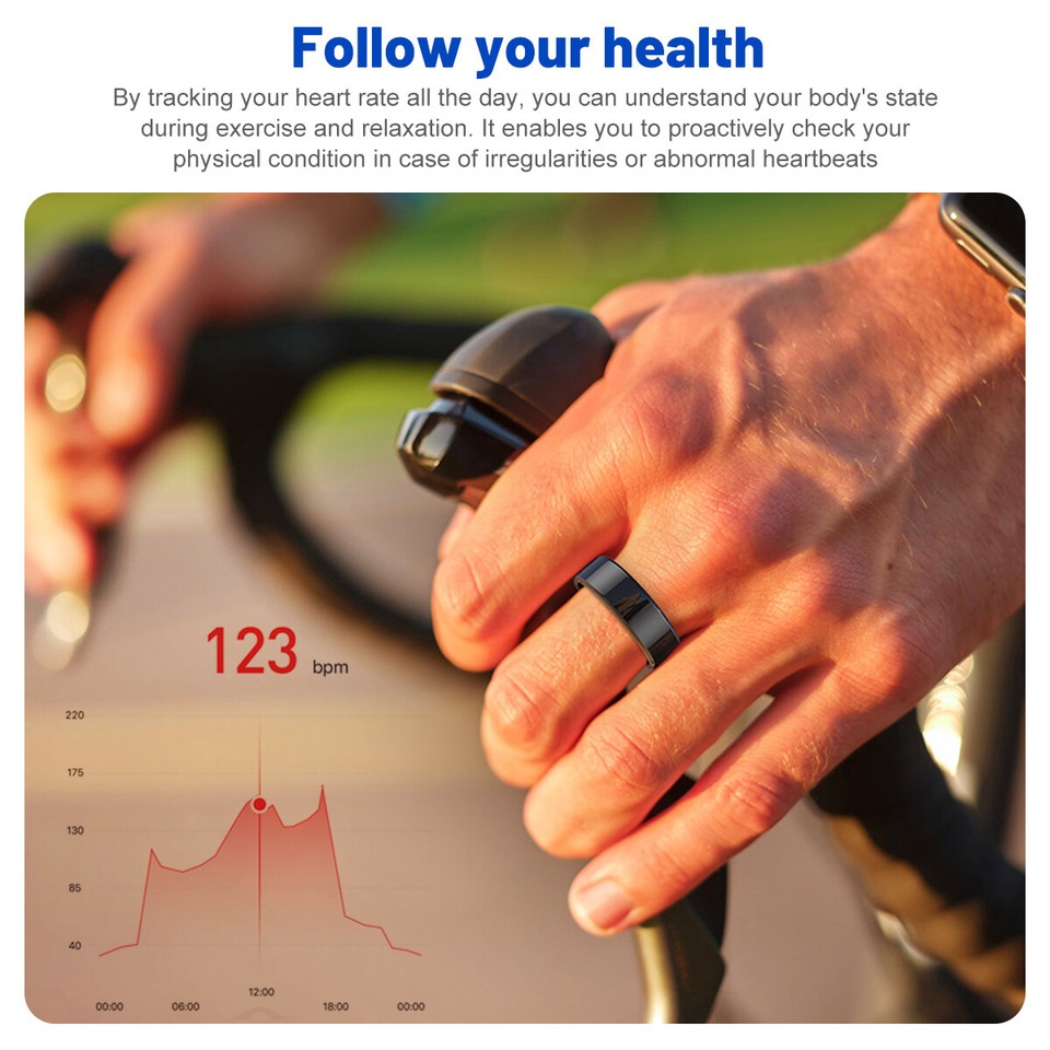 Smart Ring Health Waterproof Finger Rings Monitor Heart Rate Fitness ...