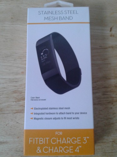 WITHit Black Stainless Steel Mesh Band for Fitbit Charge 3 & 4 ...